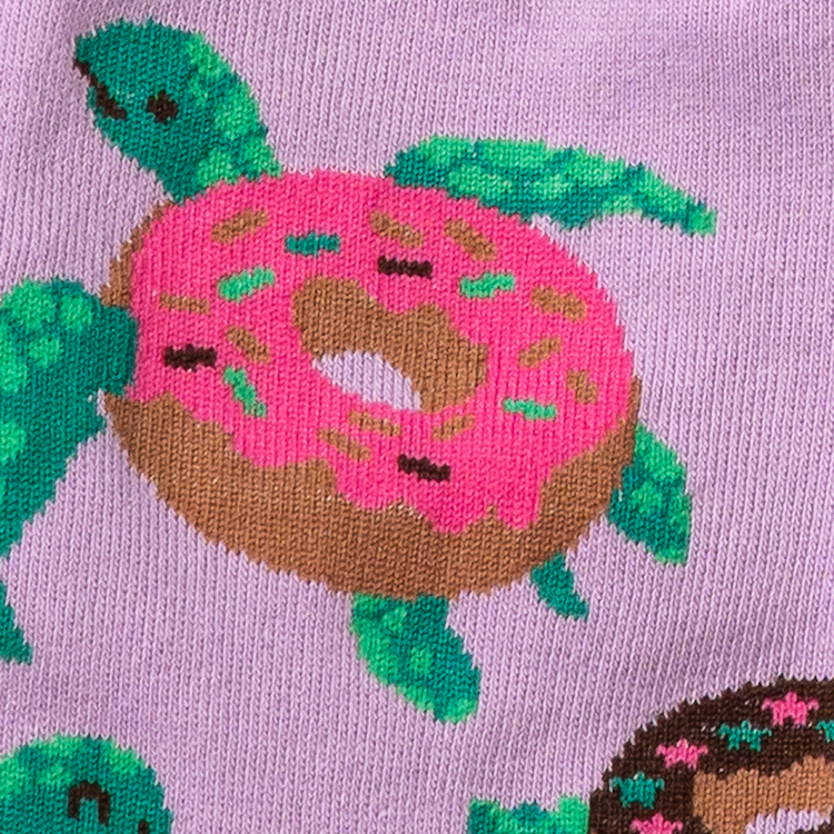Be Happy | Donut Turtle Crew Socks - Purple | Women's - Sock It to Me