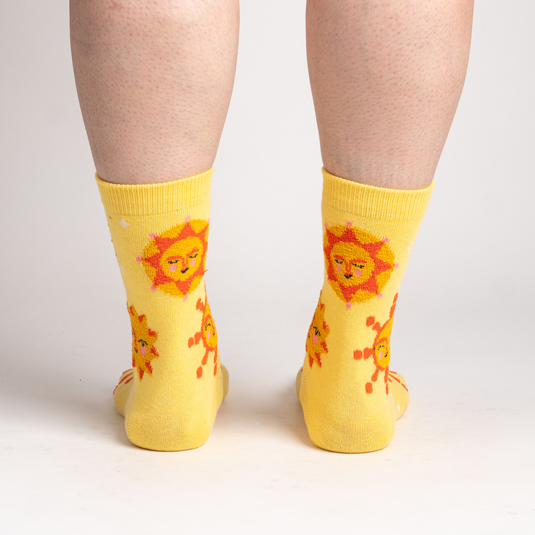 Shine | Happy Sun Crew Socks - Yellow | Women's - Sock It to Me