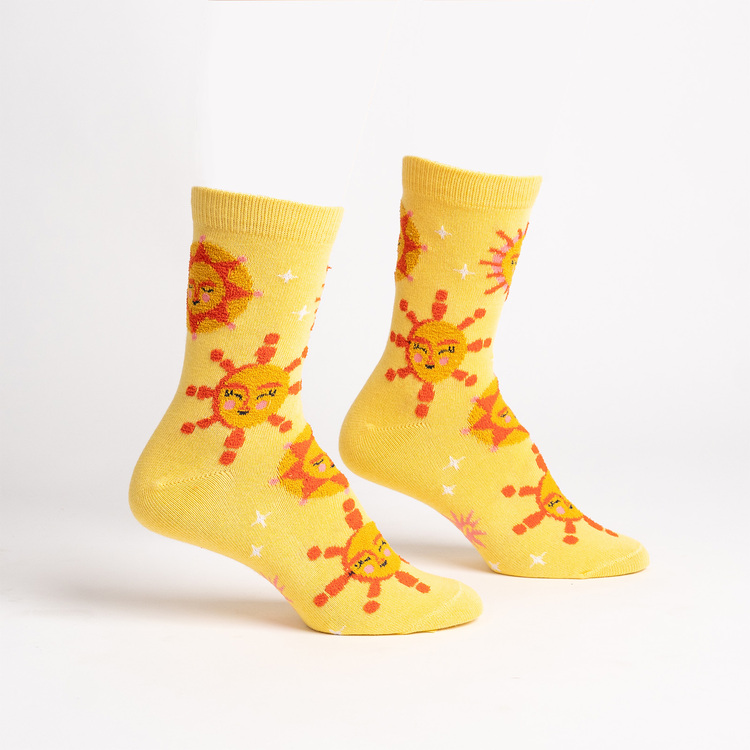 Shine | Happy Sun Crew Socks - Yellow | Women's - Sock It to Me