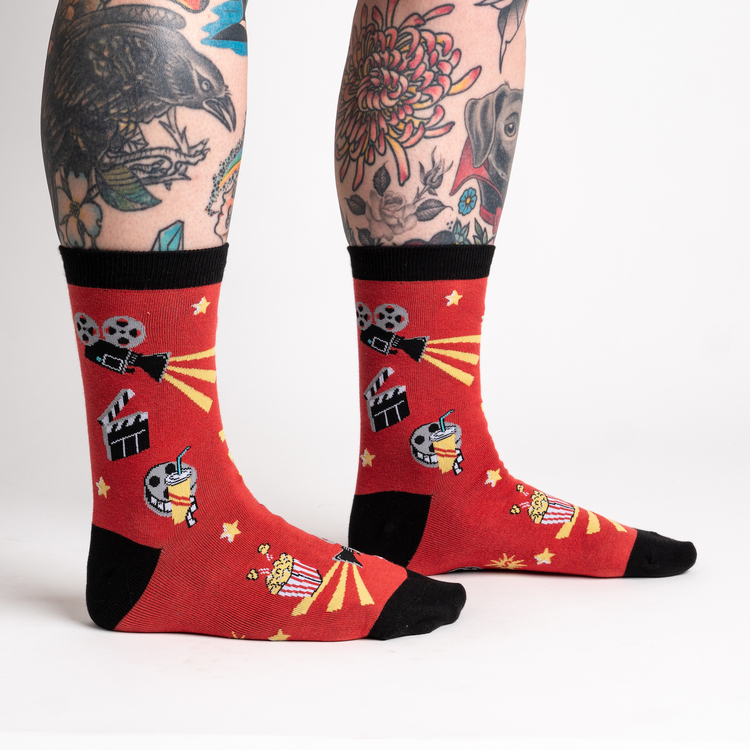 Movie Night | Fun Crew Socks - Red | Women's - Sock It to Me