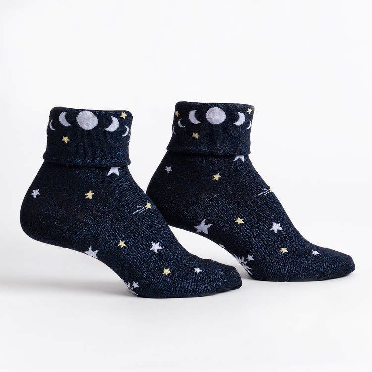 Just a Phase | Moon Crew Socks - Black | Women's - Sock It to Me