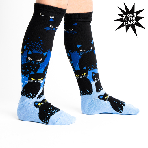 Glowing Cats | Kid's Knee Socks | Ages 7-10 - Sock It to Me